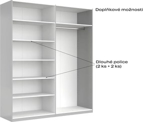 Skříň 4dv bez zrcadel, série N šedý lesk Megy
