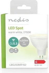 Nedis LED žárovka GU5.3 / Spot / 5.8 W / 450 lm / 2700 K / Teplá bílá