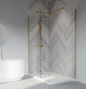 Erga Paris, sprchová zástěna Walk-In 90x200 cm, 8mm čiré sklo, zlatý matný profil, ERG-V02-PARIS-090x200-CL-GB