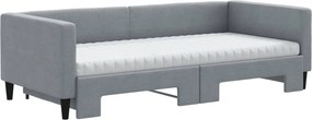 Válenda s přistýlkou a matracemi světle šedá 90 x 190 cm textil 3196606