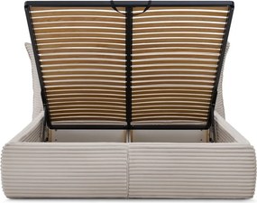 Taupe čalouněná dvoulůžková postel s úložným prostorem s roštem 180x200 cm Jade - II. jakost – Bobochic Paris