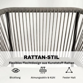 Zahradní set nábytku 3 ks – 2 křesla + stolek, ratanový balkonový set, skleněná deska, polstry, tmavě šedý