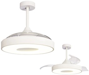 Mantra Coin, rozvinovací ventilátor se svítidlem a dálk. ovladačem, LED 60W 2700-5000K, bílá, průměr 50/106cm