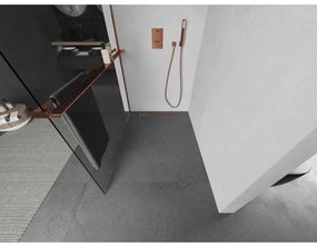 Mexen Kioto+ L, sprchová zástěna Walk-In s poličkou a věšákem 110 x 200 cm, 8mm čiré sklo, růžové zlato profil, 800-110-123-60-00