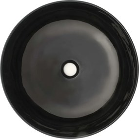 vidaXL Keramické umyvadlo kulaté černé 41,5 x 13,5 cm [142732]