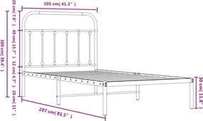 vidaXL Kovový rám postele s čelem 100 x 200 cm [352622] Barva: Černá