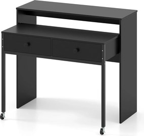 Costway Rozkládací stolek malý s 2 zásuvkami a kolečky – 100 – 100 × 63 × 88 cm