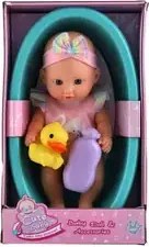 TEDDIES Panenka miminko s vaničkou / 26 cm / Pevné tělo / Doplňky v ba