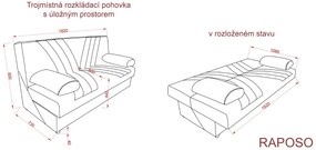 Trojmístná rozkládací pohovka s úložným prostorem Raposo - šedá