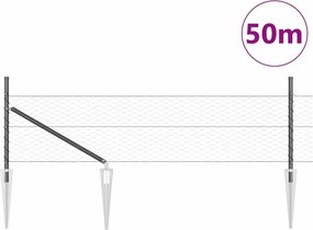 Hexagonální plot s podpěrou 50 x 0,8 m Ocel potažená PVC Šedá 3353269