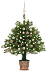 Umělý vánoční stromek s LED diodami a sadou koulí 90 cm zelený,  3077638 HangarStore.cz