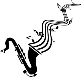 Samolepka Saxofon s notami