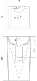 Mexen Ida, volně stojící umyvadlo 46x46x82 cm, černá matná, 26114670