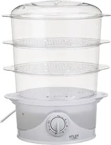 Adler AD 633 bílá / Parní hrnec / 800W / 9 L / 3 nádoby
