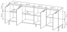 Komoda Lyran 4D (antracit + zlatá). 1071357