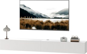 HOMCOM Zavěšený TV nábytek 180 cm, TV nábytek pro televizory až do 183 cm, 2 sklápěcí dveře, 180x25x22 cm, bílá