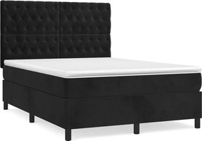 Box spring postel s matrací černá 140x200 cm samet 3143207