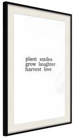 Plakát Sklizeň lásky - černý anglický text na kontrastním bílém pozadí