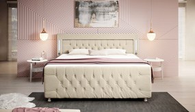 K&M postele Boxspring postel PARADISE bez úložného prostoru s LED a USB Velikost postele: 140 × 200 cm, Výběr matrace: Oboustranná pružinová matrace …