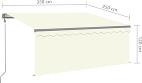 vidaXL Marketos Automatická markýza roleta LED a senzor větru 3,5x2,5 m krémová
