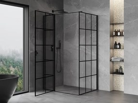 Mexen Mist T, sprchový kout s křídlovými dveřmi, levý, 85 x 100 cm, 8mm čiré sklo, černý profil, 8A4T-100-085-70-77-L
