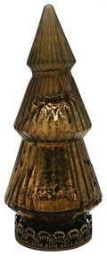 Hnědý skleněný dekorační svítící stromek LED Tree - Ø 7*16 cm