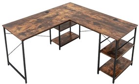 Přestavitelný rohový psací stůl s policemi, hnědý