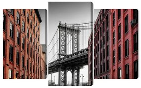 Vícedílný obraz Pohled Na Manhattan Bridge Z Washington Street Nedostatek Nedostatek Přírodní plátno 180x120