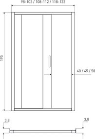 Novoterm Jednokřídlé posuvné sprchové dveře NV-Solid DS BL 120, černá/transparent - bez vaničky