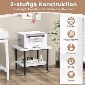 Costway Stůl na tiskárnu se 2 úrovněmi a uzamykatelnými kolečky Stojan