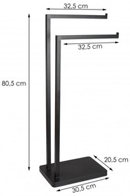Erga Roki, dvouramenný věšák na ručníky 30,5x20,5x80,5 cm, černá matná, ERG-YKA-P.ROKI-BLK
