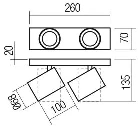 Redo 01-3442 Corinth, černé spotové svítidlo, 2x7W GU10, 26x7cm, výška 13,5cm