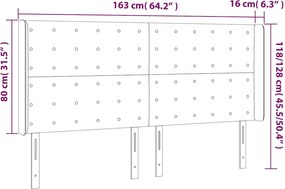 Čelo postele s LED růžové 163 x 16 x 118/128 cm samet 3124541