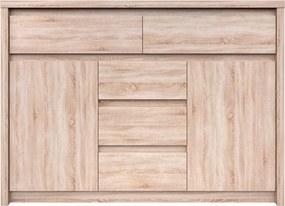 Komoda s dvířky a 5 zásuvkami Norton 127 cm Dub Sonoma