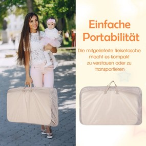Costway Dětská postýlka Dětská s 7 výškovým nastavením, uzamykatelná kolečka