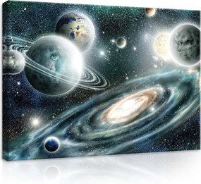 Obraz 70x50 Vesmír planety hvězdy galaxie mlhovina Saturn krajina