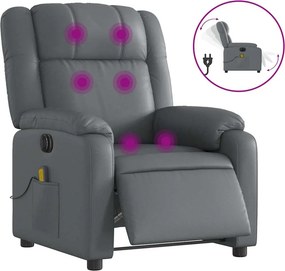 Elektrické masážní polohovací křeslo šedé umělá kůže 3205146