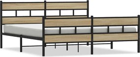 Kovový rám postele bez matrace dub sonoma 180 x 200 cm 3308472