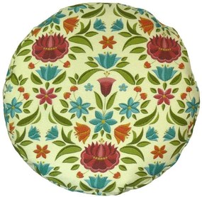 S radostí - vlastní výroba Meditační polštář Lidové květy - světlé Velikost: ∅35 x v12 cm