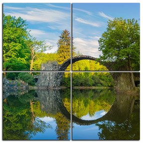 Obraz na plátně - Most v parku v Kromlau - čtverec 3246E (100x100 cm)