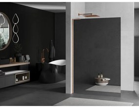 Mexen Kioto L, sprchová zástěna Walk-In 110 x 200 cm, 8mm sklo vzor zrcadlo, měděný matný profil, 800-110-103-65-50