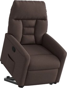Zvedací polohovací křeslo tmavě hnědé textil 3303037