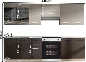 Kuchyňská linka, dub světle šedý/dub tmavý, KLANTON