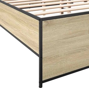 Rám postele dub sonoma 150 x 200 cm kompozitní dřevo a kov 3279883