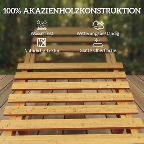 Lehátko skládací dřevěné zahradní lehátko odolné proti povětrnostním vlivům s čalouněnou opěrkou hlavy s rukojetí pro přenášení 183 x 54 x 63 cm, béž…