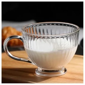 Flamenco Mystique Sada 6 velkých rýhovaných skleněných kelímků 380 ml pro servírování nápojů SZK150ZESTAW6