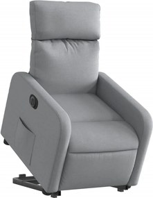 Elektrické zvedací polohovací křeslo světle šedé textil 3206717