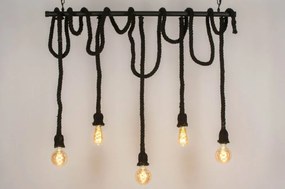 Závěsné černé designové svítidlo nad stůl Rope Industry Bulb 5 Nero
