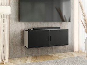 TV skříňka ROJO 2 bílý + černý uzavřená TV skříňka s policí