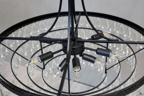 Černý antik lustr s kapkovitými krystaly Versailles - 70*57cm/ E14/ 40W